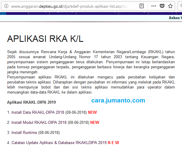 Cara Instal Aplikasi RKAKL 2019: Download dan Update
